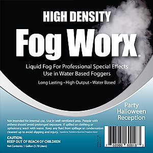 FogWorx Extreme High Density Fog Juice Gallon - Long Lasting, High Output, Odorless Water Based Fog Machine Fluid -for 400 Watt to 1500 Watt Machines