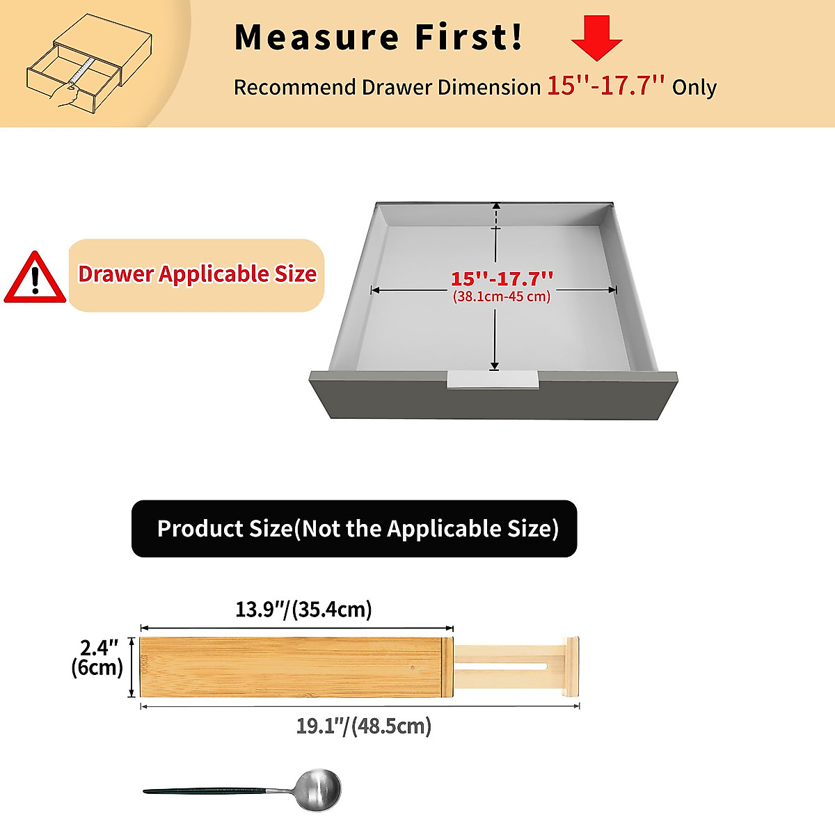 Utoplike 4 Pack Bamboo Kitchen Drawer Dividers,Adjustable Drawer Organizers,Spring Loaded,Works in Kitchen,Dresser,Bathroom,Bedroom,Drawer,Desk