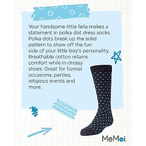 MeMoi Polka Dot Cotton Blend Boys Dress Socks Navy 10-12