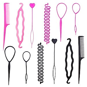 TCOTBE 2 Sets Topsy Tail Hair Accessories - DIY Braiding Tool Kit for Girls and Women, Updos, Ponytails, and French Braids