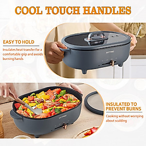 HYTRIC 3.5L Hot Pot Electric for Cooking, Shabu Shabu Hot Pot with Nonstick Coating, Multifunction Electric Pot with Power Control for Noodles, Sauté, Soup, Electric Cooker for Party, BPA-FREE