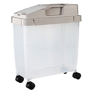 BVSPA Ingredient Storage Bin Container 10kg Rice Dry Food Sealed on Wheels with Lid Measuring Cup