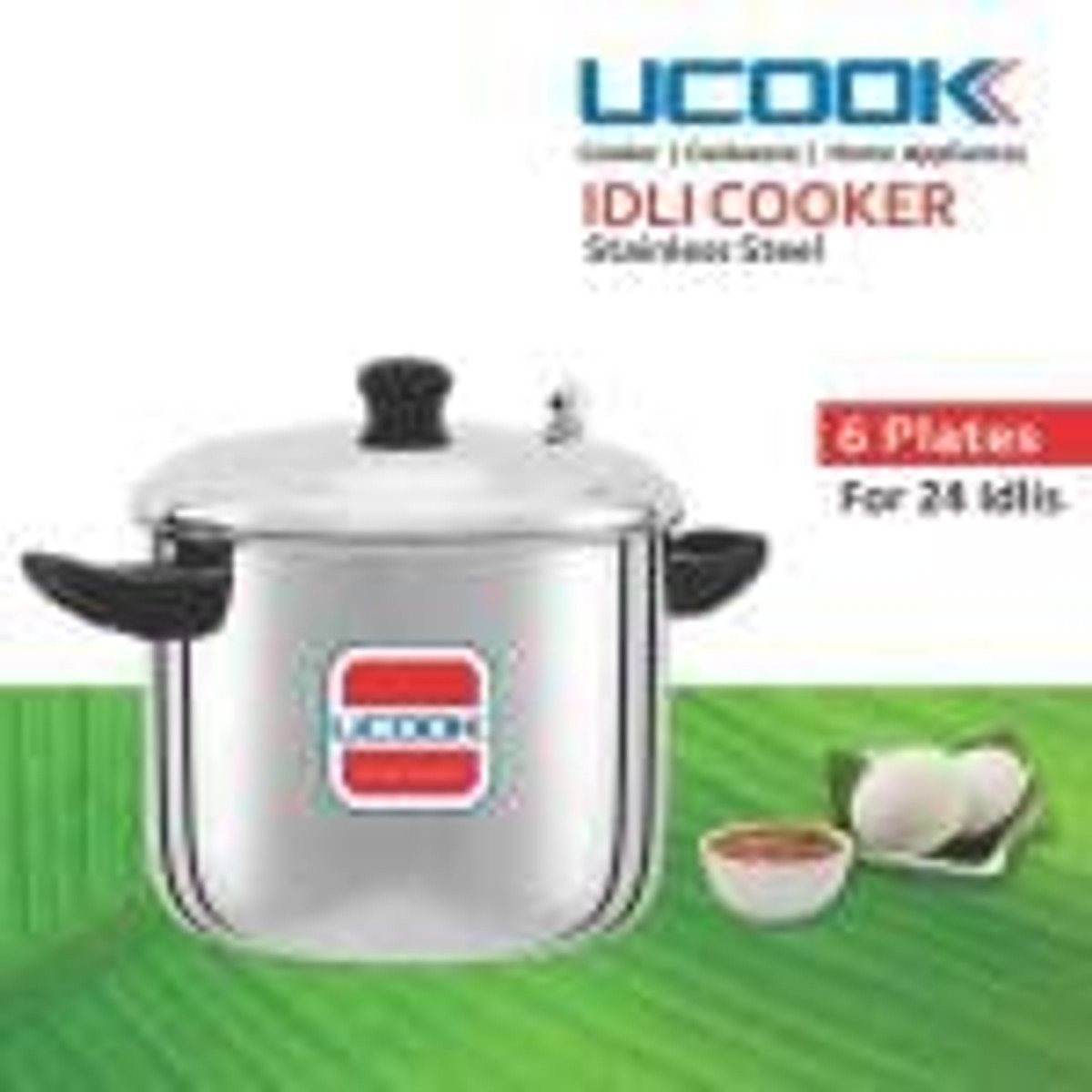 Idli Cooker Stainless Steel Idli Cooker Kitchen Accessories (Stainless Steel, 6 Plates, 24 Pieces)