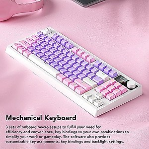 Luqeeg Gaming Keyboard, USB Wired Hot Swappable Bluetooth Wireless RGB Mechanical Keyboard with 3 Mode Connectivity, 16 Lighting Effects, Mechanical Keyboard for Windows, Mac