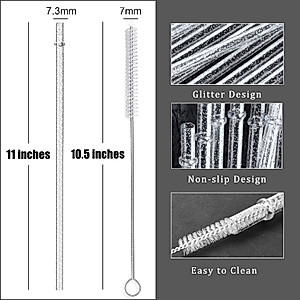 ALINK 13 IN Long Clear Straws + 12 Clear Glitter Straws