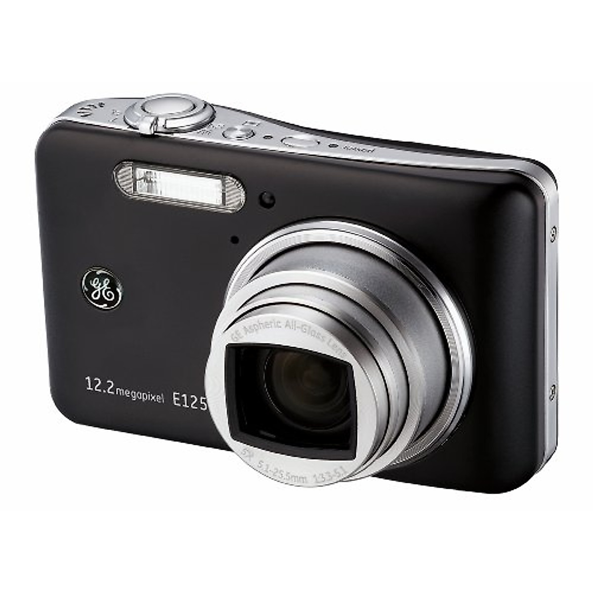 GE E1250TW-BK 12MP Digital Camera with 5X Optical Zoom and 3.0 Inch LCD with Auto Brightness - Black