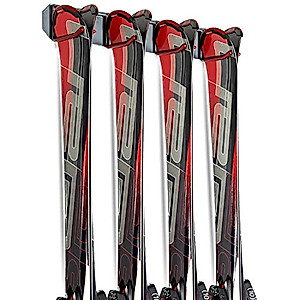 Wall Mounted Horizontal Rack for Storage of Skis and Poles-Heavy Duty Weatherproof Nonslip Garage Wall Organizer for Carrying Snowboard, Hockey Sticks, Skates, Helmets (XL, Holds 4 Ski Sets)