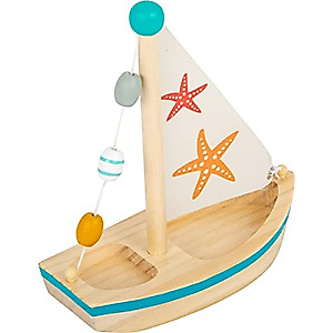 small foot wooden toys Starfish Sailboat Premium Water Toy, Multicoloured