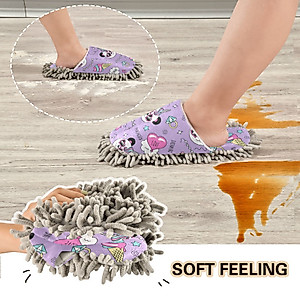 Cute Panda Unicorn Mop Slippers Shoes Cover for Floor Cleaning Washable Dirty Dust Hair Cleaners Microfiber Mop Socks for Office Kitchen House
