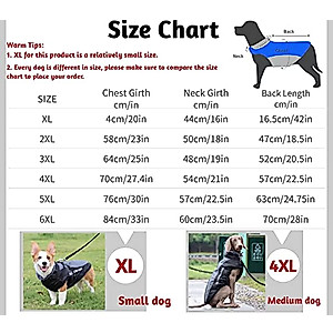 Xqpetlihai Dog Winter Jacket Reflective Waterproof Windproof Dog Jacket with Zipper Harness & Furry Collar for Hiking Camping with Zipper Pet Winter Coat Fleece for Medium Large Dogs (B,3XL)