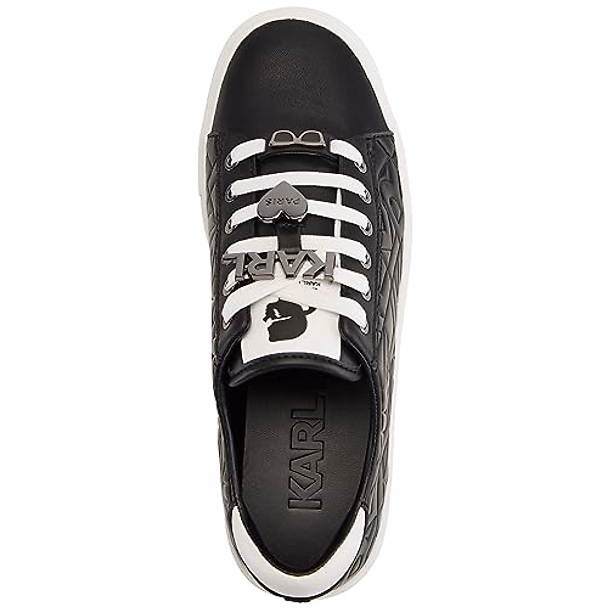 Karl Lagerfeld Paris Women's Cate Box Lace Up Sneaker, Black/Bright White, 7.5