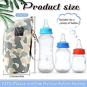 Hohean 2 Pieces Portable Car Travel Bottle Warmer USB Milk Heat Keeper Baby Bottle Warmer with 2 Pieces USB Data Cables Infant Bottle for Indoor, Outdoor, Traveling, Driving (Vivid Style)