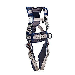 3M DBI-SALA 1112566 ExoFit STRATA, Aluminum Back/Side D-Rings, Tongue Buckle Leg Straps with Sewn in Hip Pad & Belt, Medium, Blue/Gray