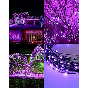 Twinkle Star 4 Pack Outdoor Solar String Lights, 39.4 FT 120 LED Solar Powered Halloween Decorative Fairy Lights with 8 Modes, Waterproof Black Wire for Christmas Patio Yard Wedding Party, Purple