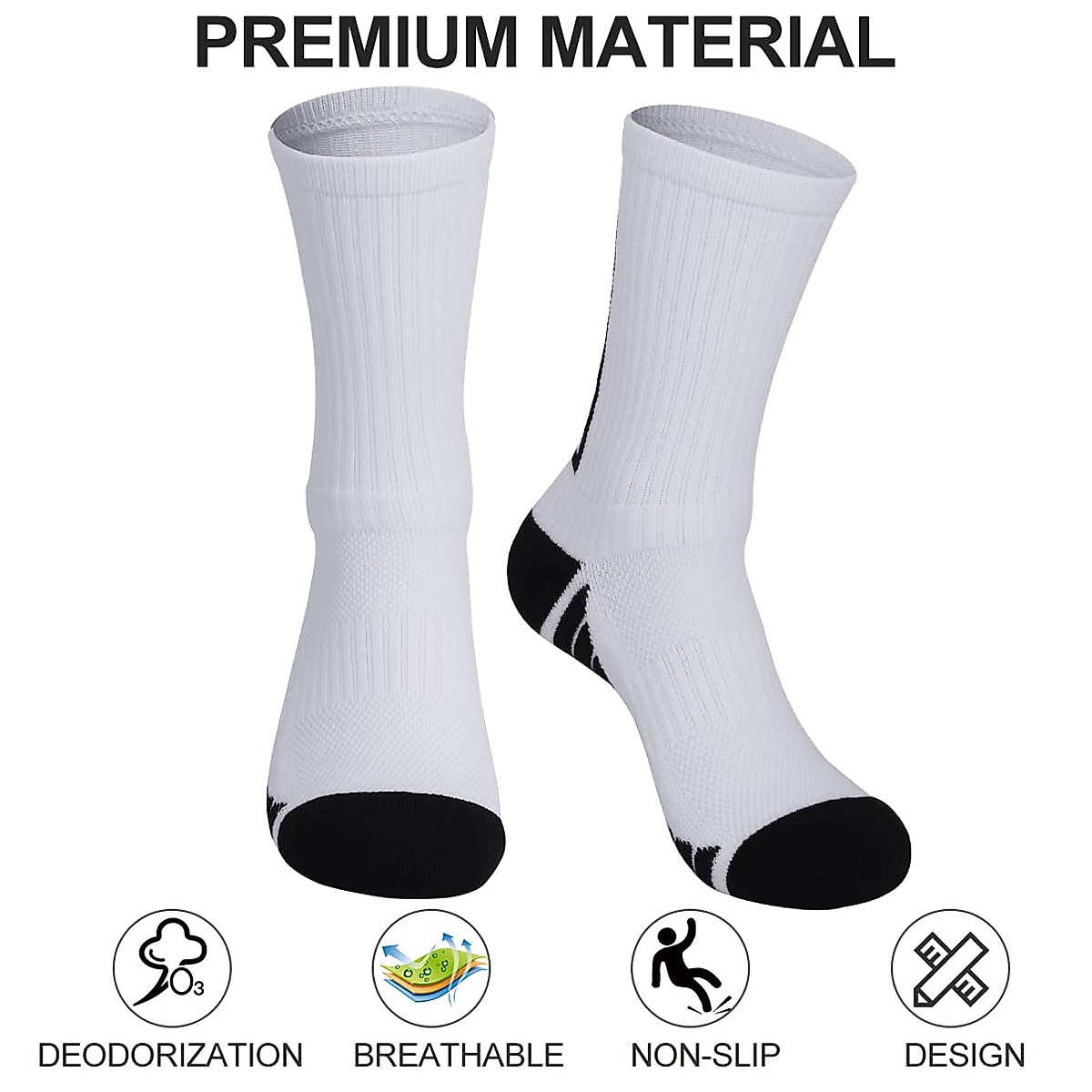 Dingcooler Men Basketball Socks 4/8 Pairs, Elite Pro Athletic Crew Socks for Youth Adult