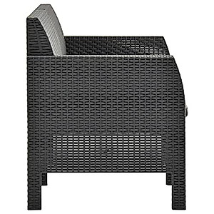 VRAXO 2 Piece Patio Lounge Set with Cushions PP Rattan Anthracite,Outdoor Furniture Sets-41.69lbs