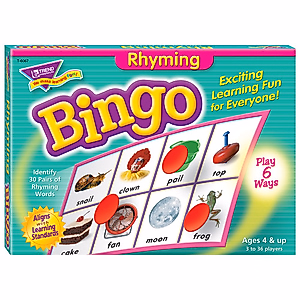 Trend Enterprises: Rhyming Bingo Game, Exciting Way for Everyone to Learn, Play 6 Different Ways, Perfect for Classrooms and at Home, 2 to 36 Players, for Ages 4 and Up