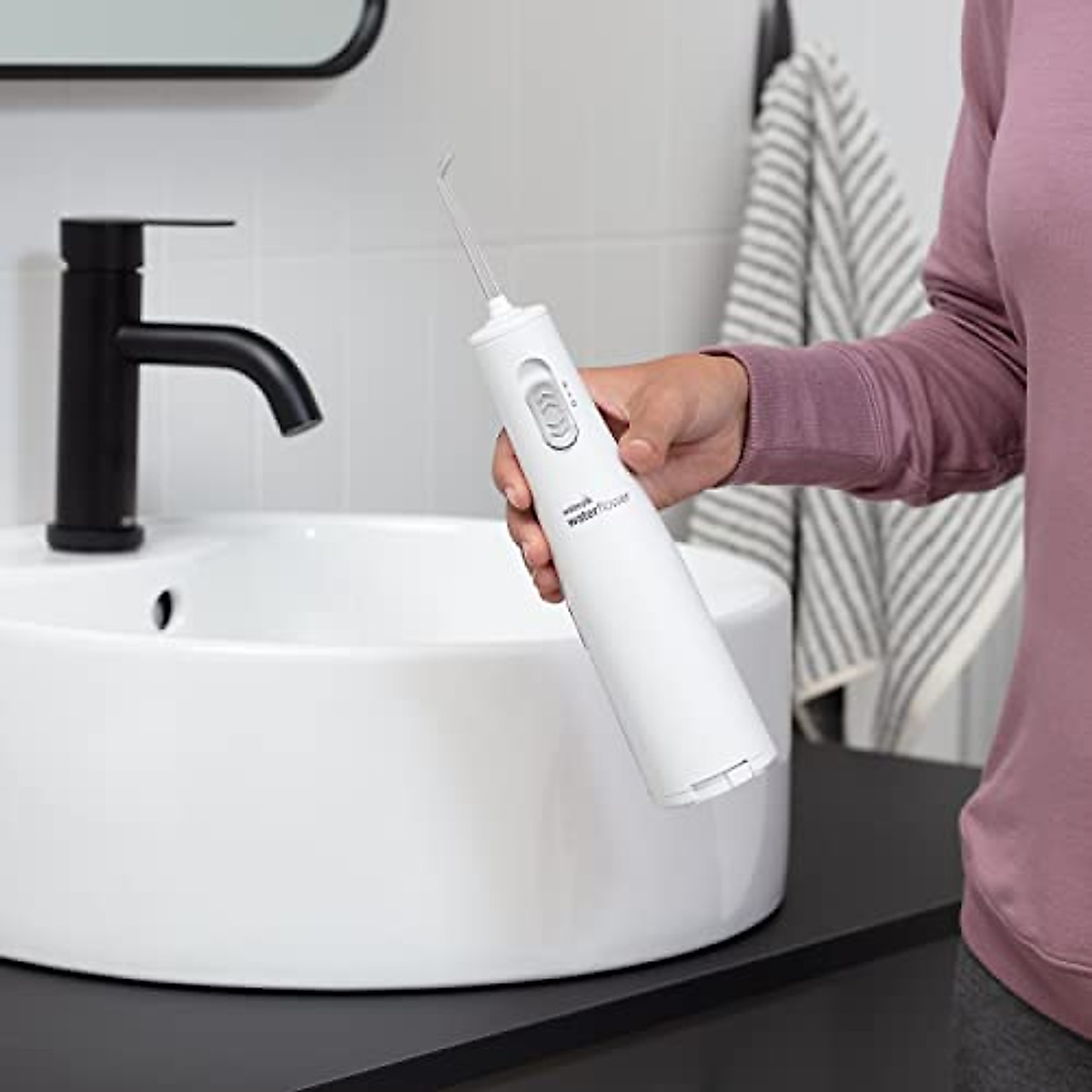 Waterpik Cordless Water Flosser, Battery Operated & Portable for Travel & Home, ADA Accepted Cordless Express, White WF-02