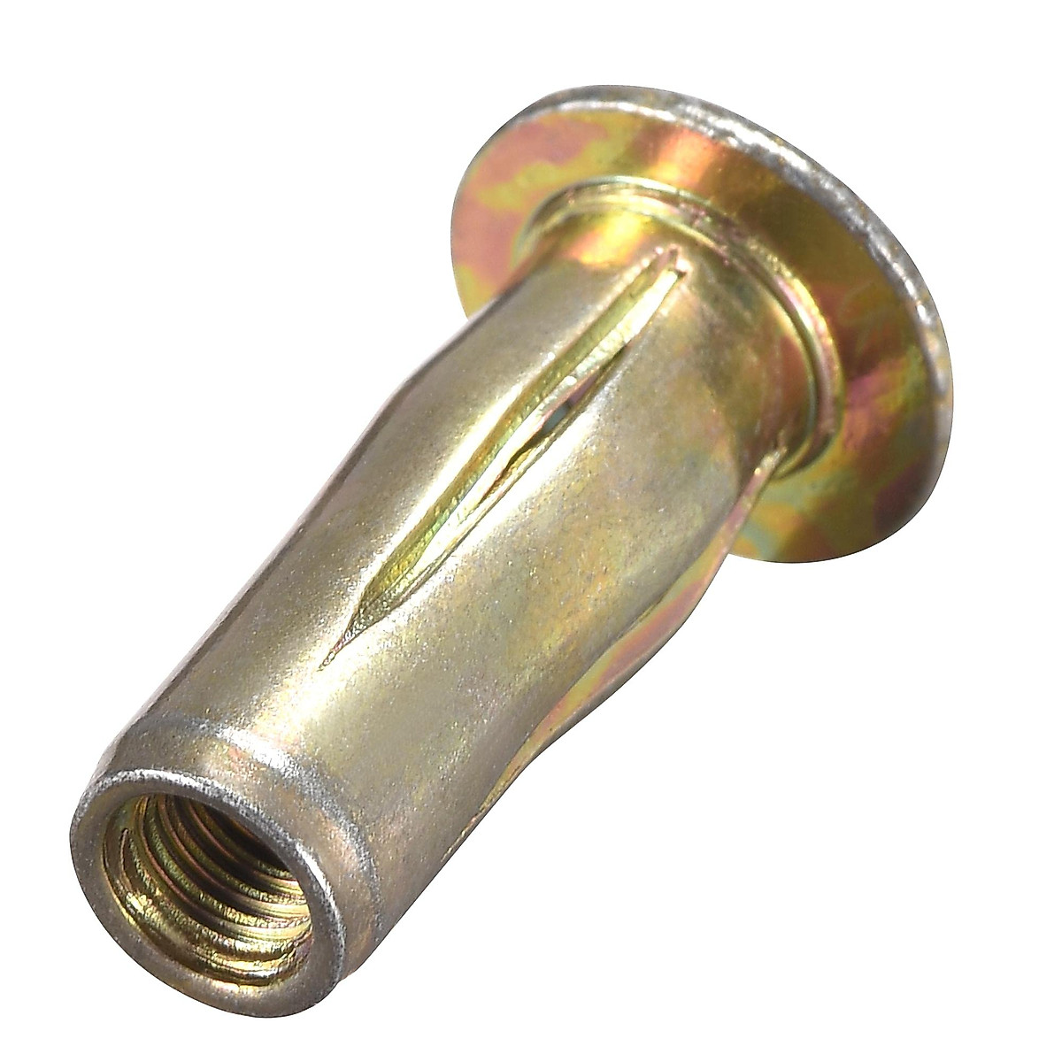 uxcell Multi-Grip Rivet-Nut, M5 Pre-Bulbed Shank Carbon Steel Color-Zinc-Plated Flat Head Threaded Insert Nut 40Pcs