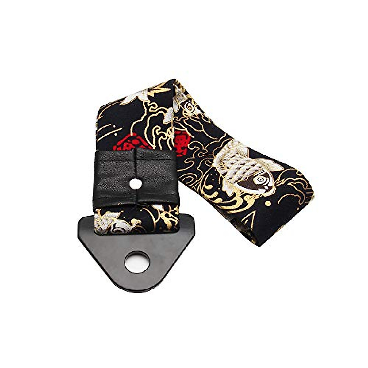 Ancient Japanese Antiquity Element Tow Strap，Car Modification Sports Trailer Belt with Combination of Koi Traction Rope Trailer Hook Fit for Decorative Trailer Belt（Black）