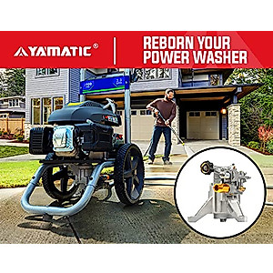 YAMATIC 7/8" Shaft Vertical Pressure Washer Pump 3000 PSI @ 2.5 GPM Replacement Pump for Power Washer, Replacement with Troybilt, Craftsman, Ryobi, Honda, Rear Facing Inlet/Outlet