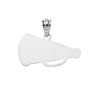 Sterling Silver Personalized Name Cheerleader Megaphone Sports Charm Pendant