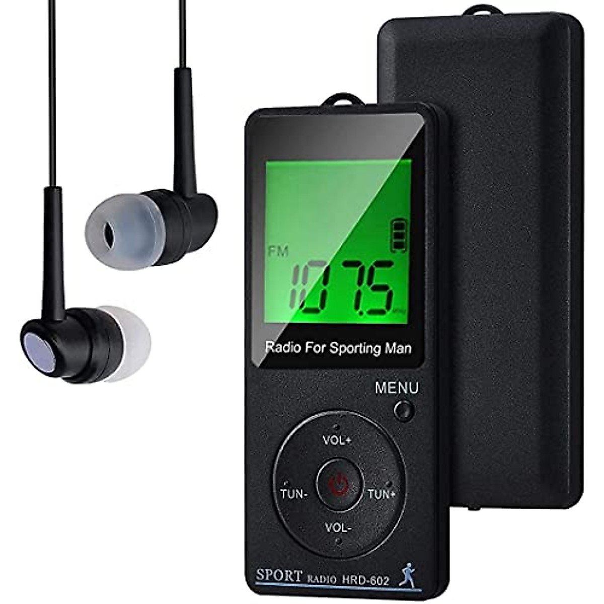 AM FM Portable Pocket Radio, Digital Tuning Volume with Earphone Rechargeable Battery AM FM Stereo Portable Radio for Walking, Mowing, Jogging