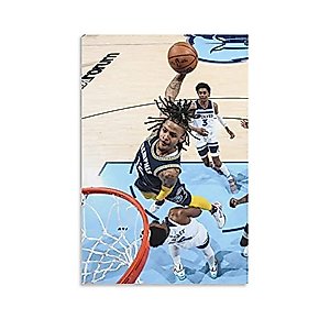 FANCHUANG Ja Morant Poster Paper Dunk for Wall Decor Boys Bedroom Canvas Wall Poster Signed Inspirational Posters Unframe-style 12x18inch(30x45cm)