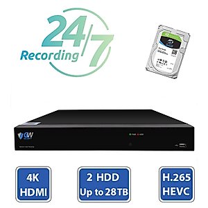 GW Security 8 Channel NVR 4K 8MP PoE 2.8-12mm Varifocal Zoom Security Camera System with 4 x 4K 8MP IP Microphone Waterproof Smart AI Dome Camera, Face Recognition/Human/Vehicle Detection