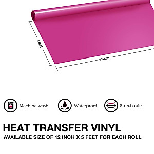 JANDJPACKAGING HTV Heat Transfer Vinyl Bundle - 12" x 5ft HTV Vinyl Rolls for Cricut, Silhouette & Cameo 12Pack Assorted Colors Iron on Vinyl Bundle