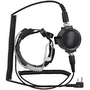 KENMAX® Military Tactical IP54 Waterproof Big PTT Telescopic Throat Mic Earpiece Headset for Walkie Talkie CB Ham Radio Baofeng UV-89 BF-388A Kenwood TK-2400V4P TK-3402I16P