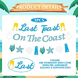 Joybileefun Blue Bachelorette Party Decorations - 3PCS Last Toast on The Coast Bachelorette Decorations Last Toast on The Coast Banner for Bridal Shower Wedding Engagement Party Supplies