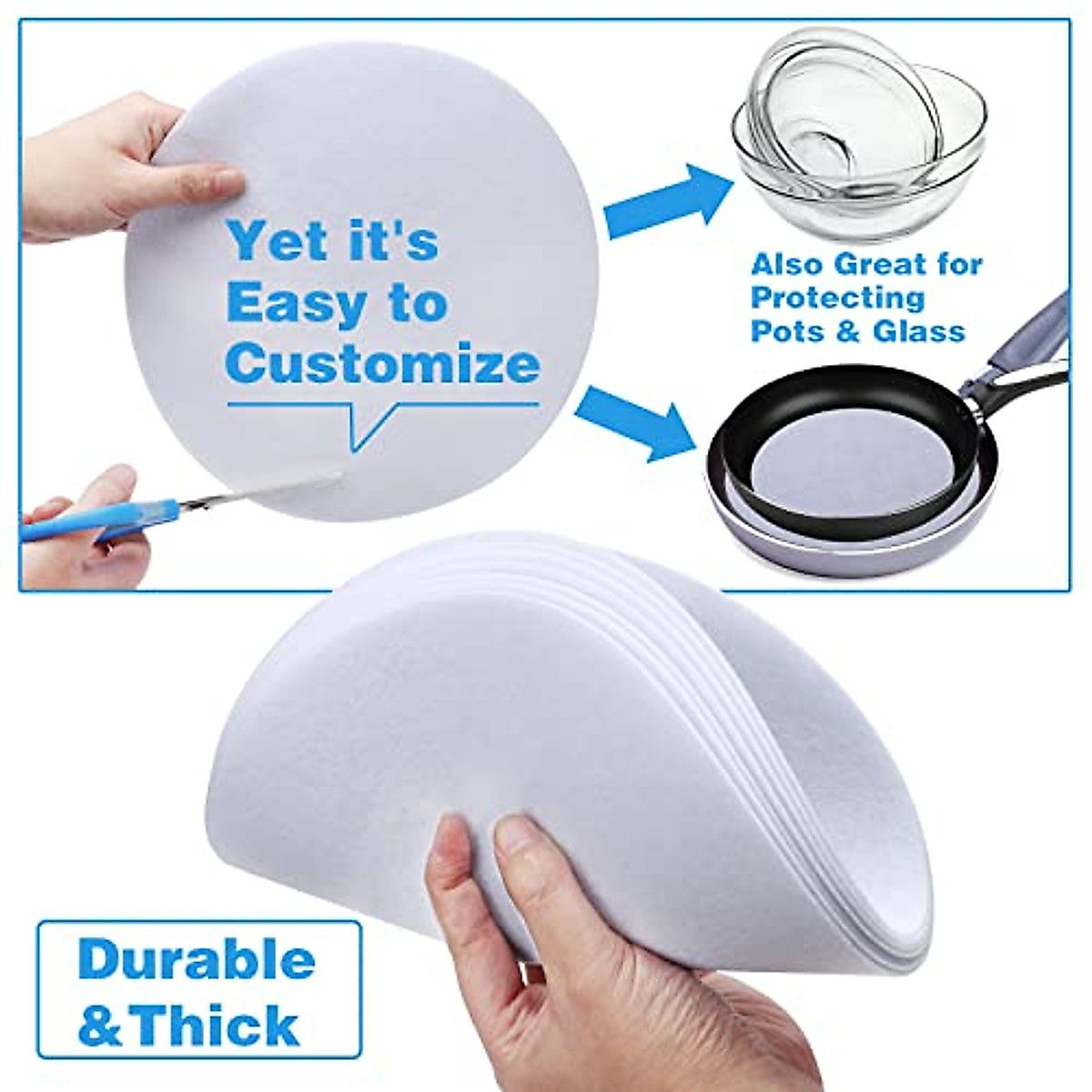 Plate Separators Storage, Set Of 60 And 3 Different Size, Thick and Premium Soft Felt Plate Dividers For China/Dish/Coffee Saucers Protecting and Stacking