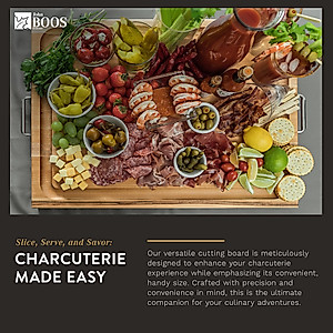 John Boos Block RAFR2418 Reversible Maple Edge Grain Cutting Board with Juice Groove and Chrome Handles, 24 Inches x 18 Inches x 2.25 Inches