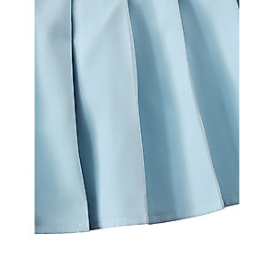 SOLY HUX Girl's Butterfly Print Short Sleeve Tee Top and Pleated Skirt Set 2 Piece Outfits White Blue 11-12Y