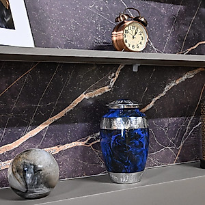 Soul and Eternity Cremation Urns for Adult Ashes Decorative Urns Aluminum & Brass Metallic Urns for Human Ashes Medallion Engravable Urns for Ashes Keepsake Urns for Human Ashes with Velveteen Bag