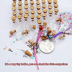 Healthcom 50 Pcs 0.5ML Small Vials Clear Glass Bottles Mini Tiny Jars Bottles with Corks Miniature Glass Bottle With Cork Gift DIY Decoration Empty Sample Jars Small,Arts Crafts,Party Favors,50 Bottles + 50 Screws