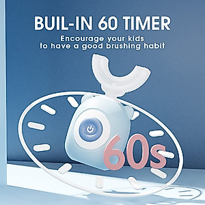 lululike Kids Electric Toothbrush, U Shaped Toddler Electric Toothbrush, 360 Ultrasonic Automatic Toothbrush Kids, Age 2-12, Blue