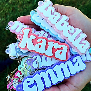 Custom Name Keychain Personalized, 3D Printed Personalized Name Keychains for Car Key, Backpack, Customized Key Chain for Women