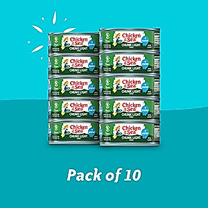 Chicken of the Sea Chunk Light Tuna in Water, Wild Caught Tuna, 5-Ounce Cans (Pack of 10)