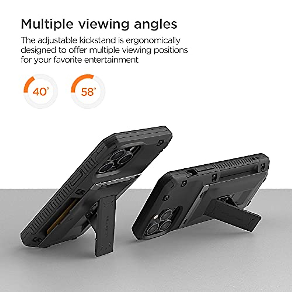 VRS DESIGN Damda Glide Hybrid Phone Case for iPhone 13 Pro Max, Card Slot Holder with Kickstand, Functional Sturdy Case Compatible for iPhone 13 Pro Max Case (2021) Black