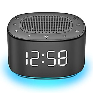Housbay Sound Machine with Alarm Clock- 2 in 1, 18 Soothing Sounds, Digital Clock with Dimmer, 7 Color Night Light with ON/Off Options, Sleep Timer, White Noise Machine for Sleeping