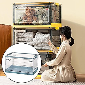 Multipurpose Storage Box Storage Organizer with Lids Folding Storage Bucket Dirty Clothes Case for Ties Socks Towel Toys Organization, Light Blue