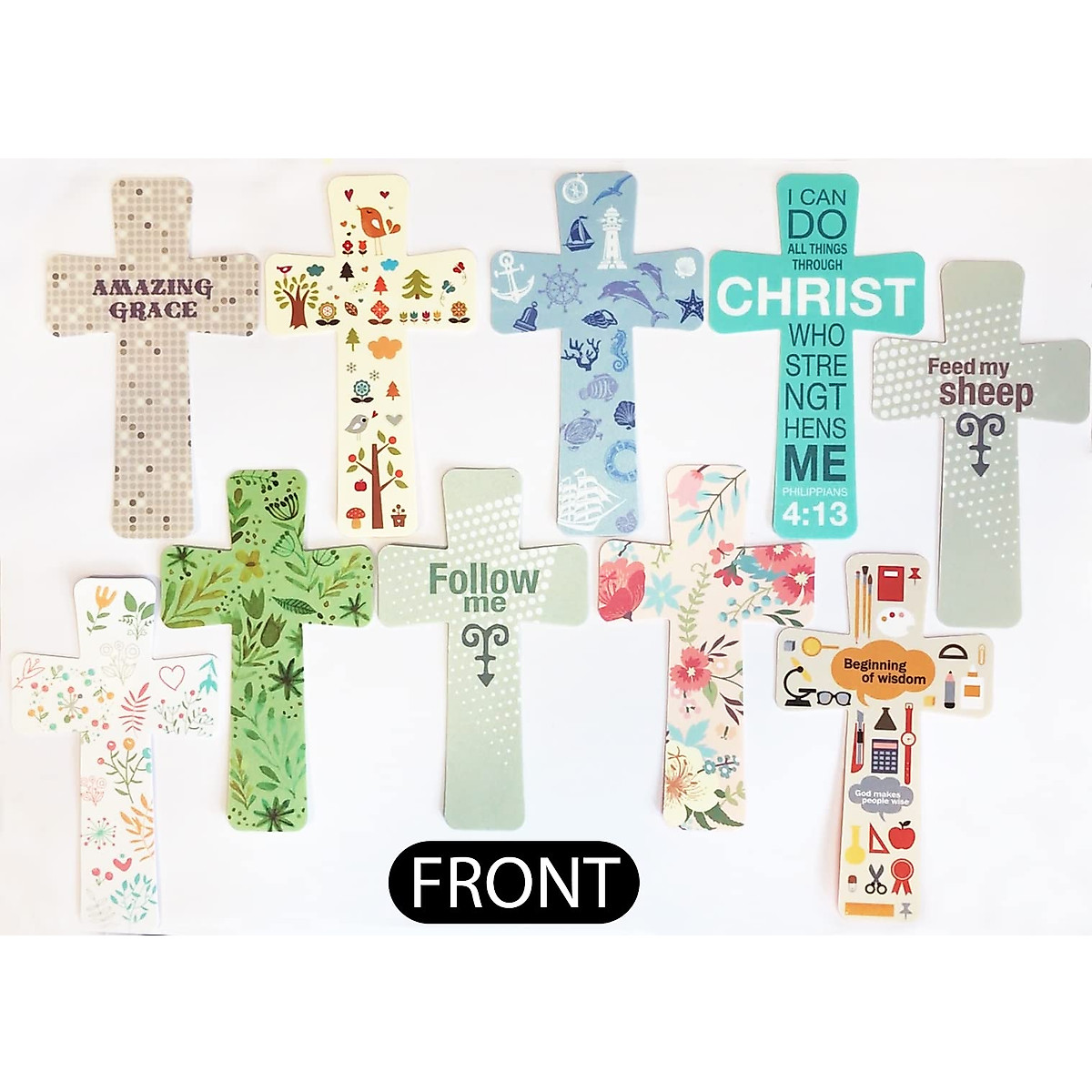 Waterproof Plastic English Chinese Christian Cross Bookmarks, Holy Bible Bookmarks, Inspirational Bookmark Religious Marker Christian Art Gift Bookmark for Reading Lover (10 PCS)