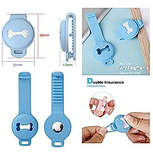Skywin Silicone Airtag Cases for Pet Collar - Airtag Dog Collar Holder Protects Device from Dust, Damage, Loss - Easily Clip Anti-Lost Airtag Collar Holder for Pet, Cat, Dog Tag Collar (Light Blue)