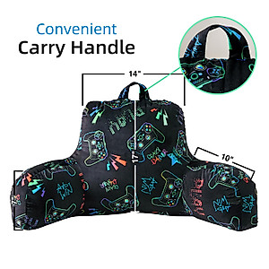 A Nice Night Kids Back Resting Pillow for Reading and Watching TV Bed Rest Pillow to Lounge with Comfortable Back Support Great for The Bed or Couch,Gaming Printed,Matching Cushion Cover