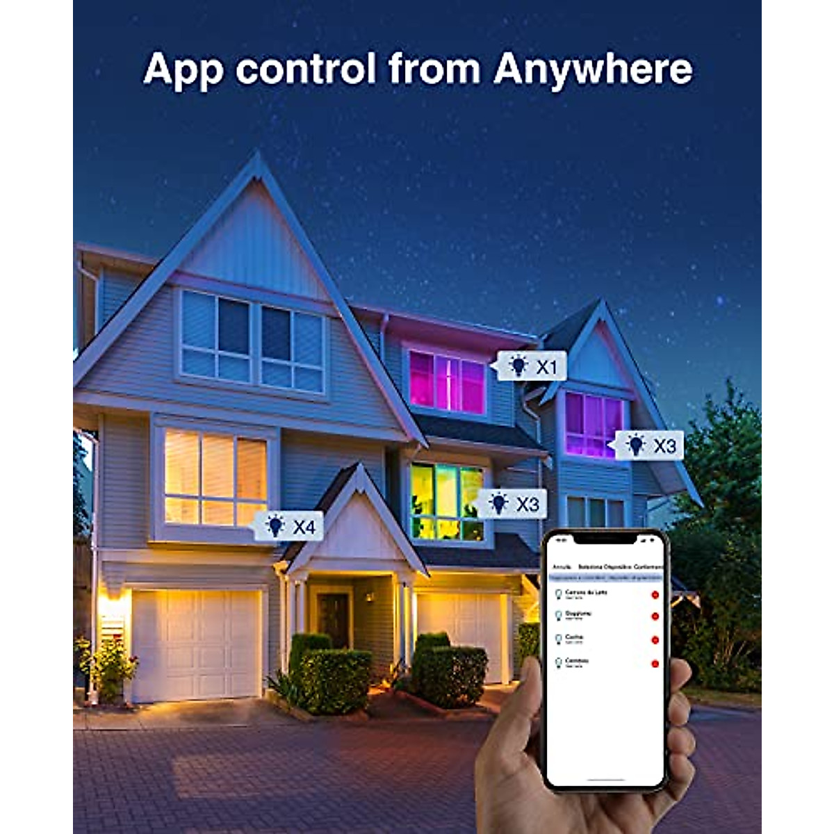 Beantech Smart Bulb, WiFi LED Light Bulbs, Color Changing Dimmable Light Bulb 2700K-6500K, Smart Light Bulbs Work with Alexa & Google Assistant, A19 Alexa Light Bulb, RGB Tunable White Bulb, 4 Pack