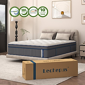 Lechepus Full Mattress, 14Inch Gel Memory Foam & 7-Zone Pocket Spring Mattress Full Size, Cooler Night and Pressure Relief, Medium Plush Hybrid Mattresses in Box