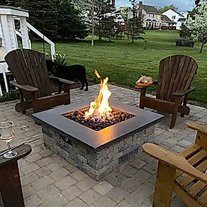 Spotix HPC Penta Match Lit Fire Pit Burner Kit with 30-Inch Stainless Steel Burner and 36-Inch Round Flat Pan, Propane, Polished Chrome, with Flange, Key, Valve, Flex Line and Fittings