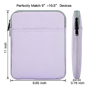 9-11 inch Sleeve Case for Fire Max 11 Tablet/Amazon Kindle Fire HD 10 & 10 Plus Tablet 10.1", iPad Pro 11/iPad 10.2 10.9/iPad Air 5 4th, Galaxy Tab A8/A7/S8/S7, iPad Organizer Carrying Bag -Purple